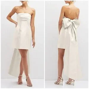 ALFRED SUNG | Dresses | Nwt Alfred Sung Strapless Satin Column Mini ...
